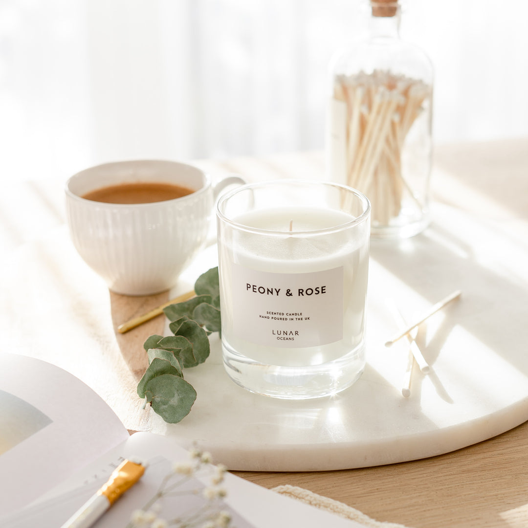 Peony & Rose Scented Candle, 200g – Lunar Oceans