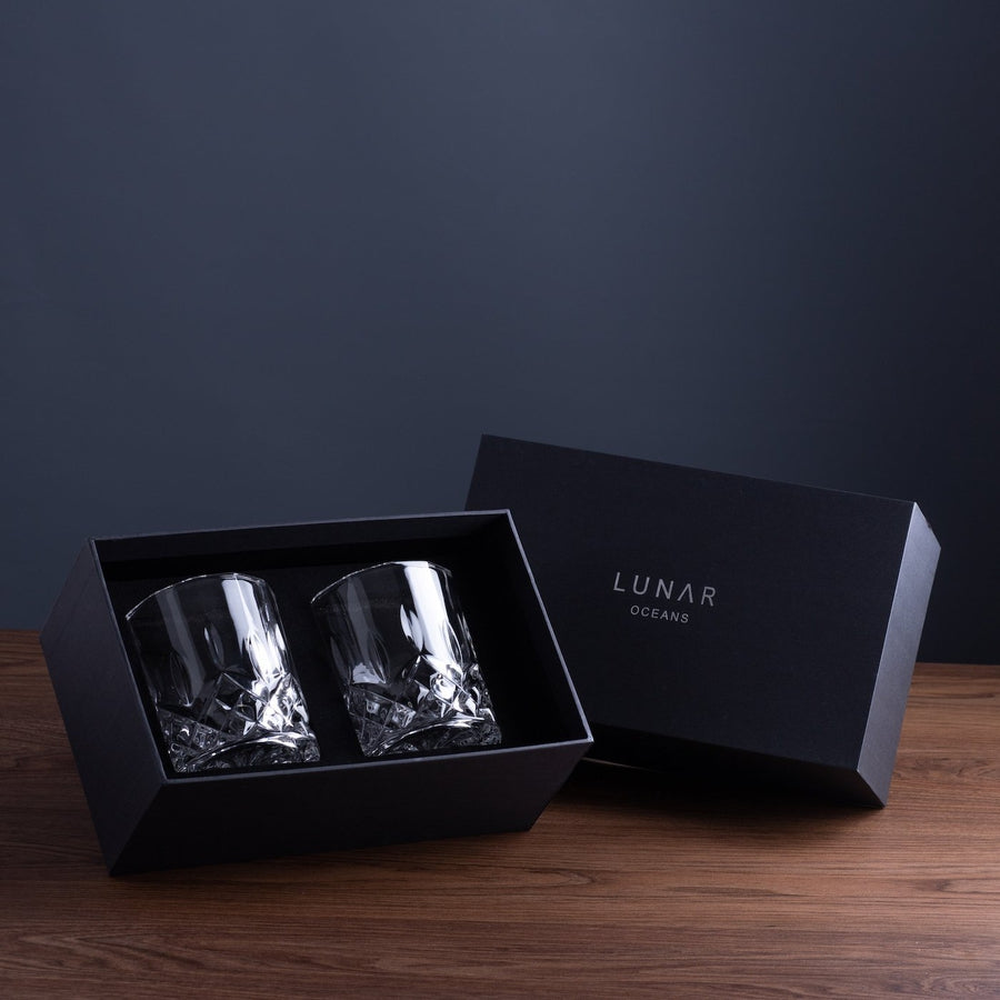 Crystal Whiskey Glasses Gift Set, Set of 2 – Lunar Oceans